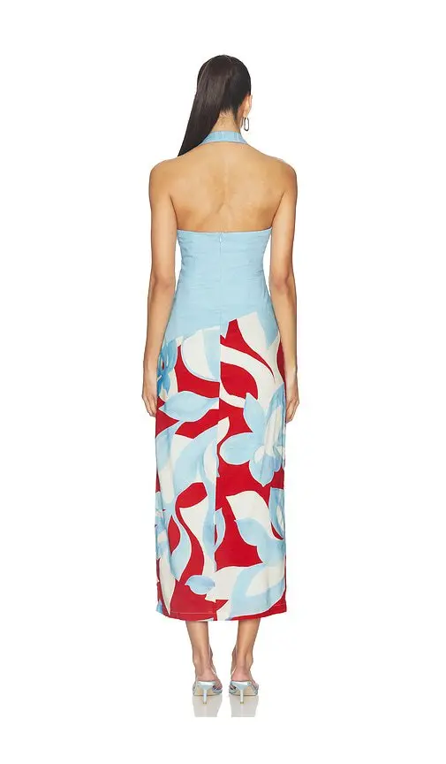 SEVEN WONDERS Evie Halter Ruched Midi Dress