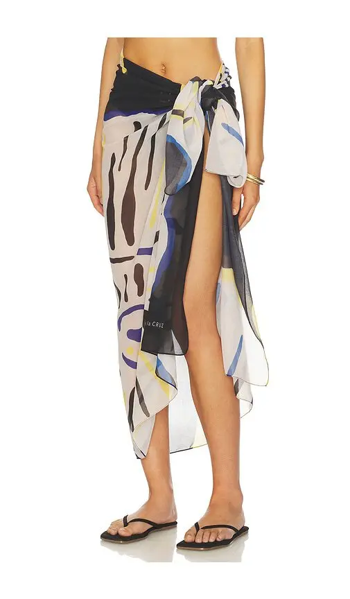 CALA DE LA CRUZ Luana Sarong In Black,cream - Calico