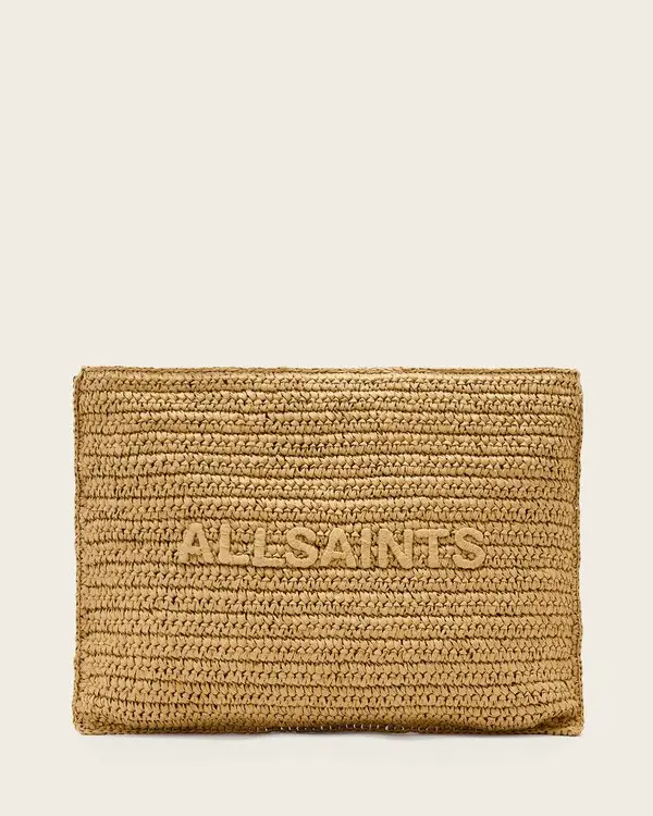ALLSAINTS Bettina Woven Clutch Bag - Biscuit Brown