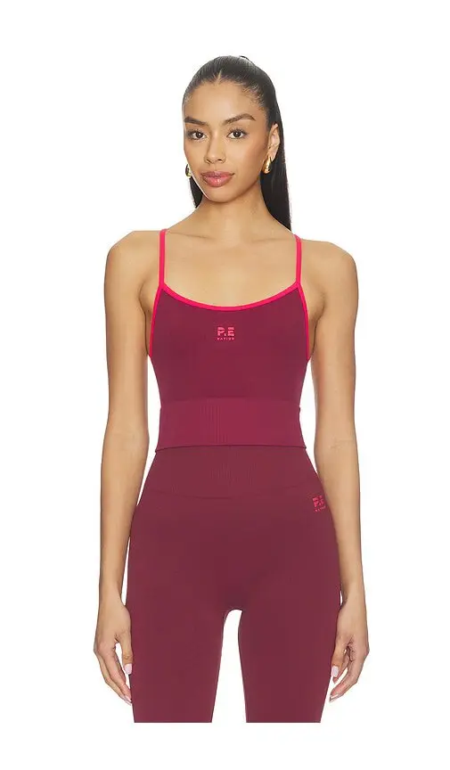 P.E Nation Release Seamless Tank Top - Cabernet & Strawberry Red