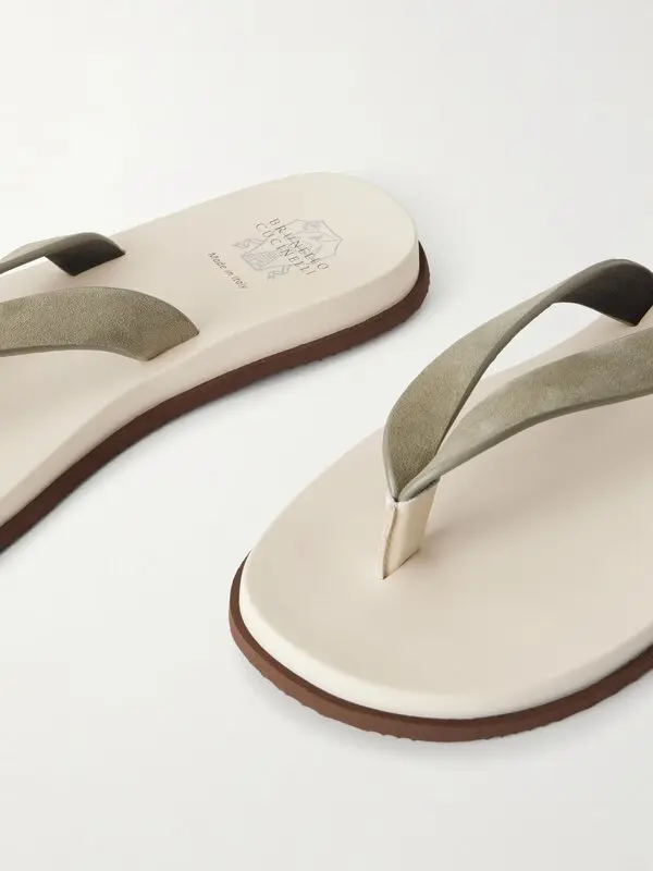 Brunello Cucinelli Suede Flip Flops - Neutrals
