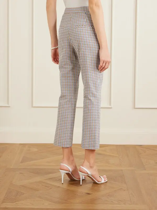 Veronica Beard Checked Cotton-seersucker Skinny Trousers