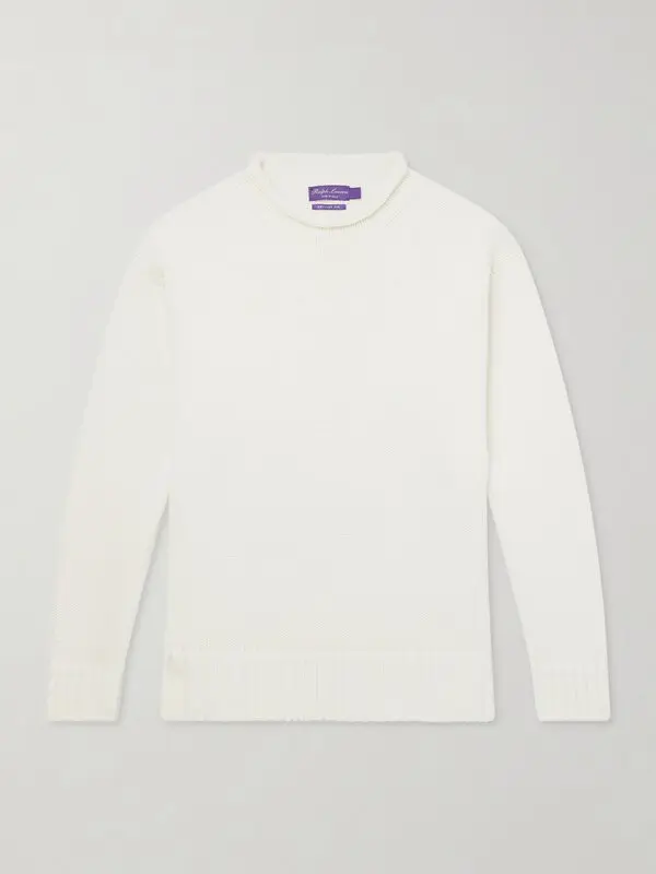 Ralph Lauren Purple Label Knitted Cotton Sweater - White