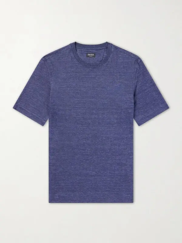 Zegna Oasi Knitted Linen T-shirt - Blue