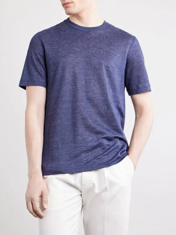 Zegna Oasi Knitted Linen T-shirt - Blue