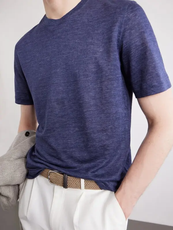 Zegna Oasi Knitted Linen T-shirt - Blue