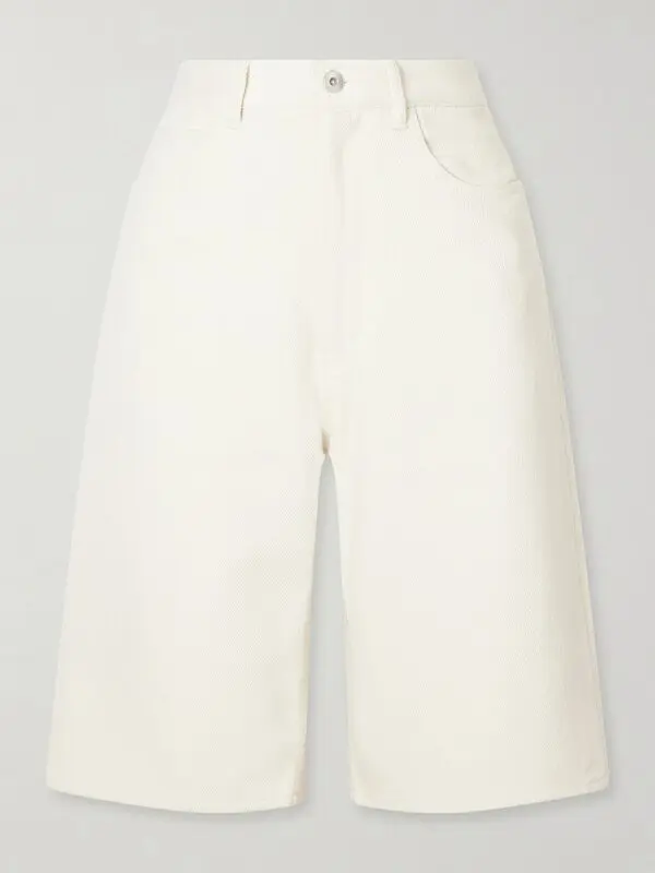 Auralee Silk Denim Knee-length Shorts - Neutrals