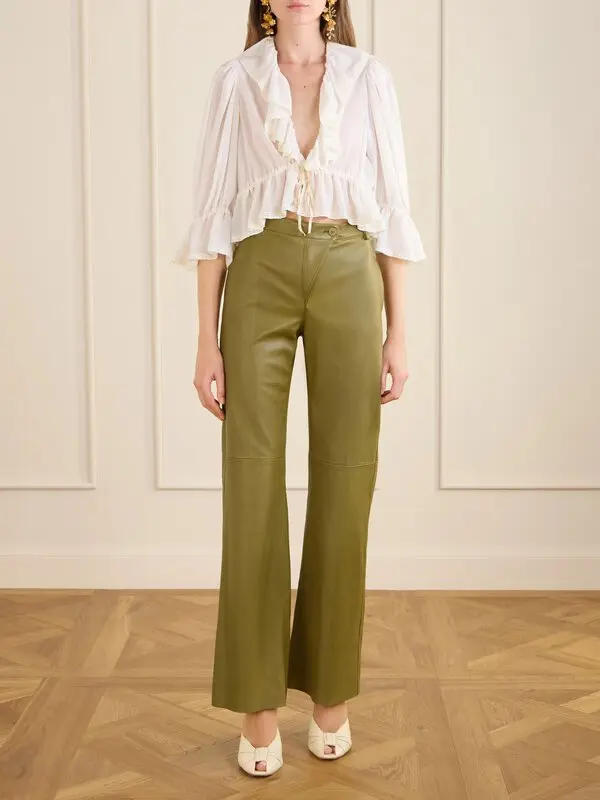 Chloé High-rise Paneled Leather Straight-leg Pants