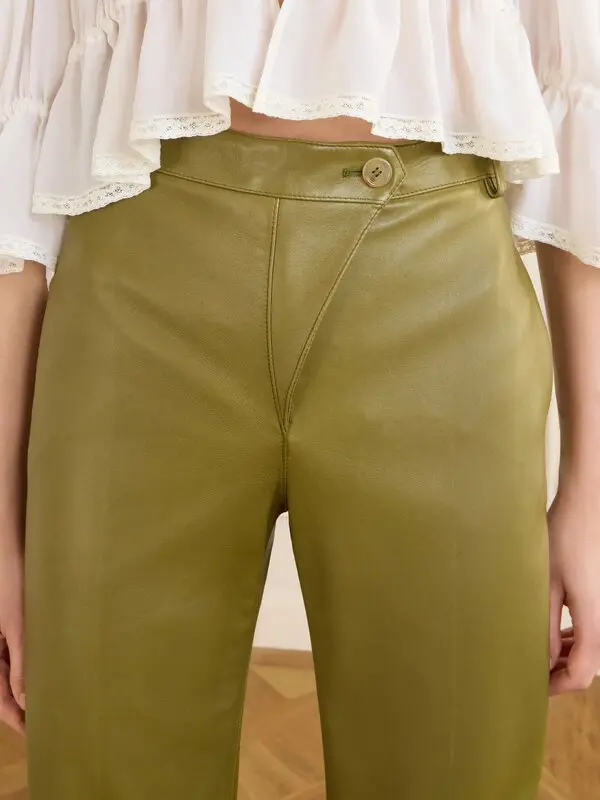 Chloé High-rise Paneled Leather Straight-leg Pants