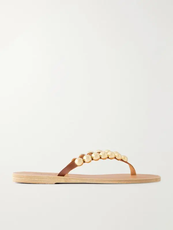 ANCIENT GREEK SANDALS Endoxi Studded Leather Sandals - Brown