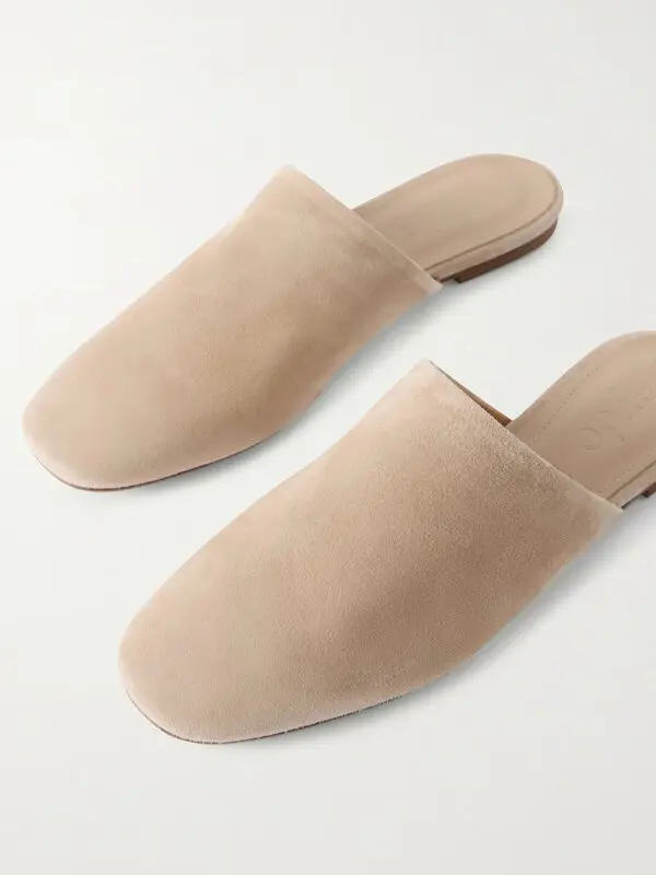 AeydĒ Rega Suede Slides - Neutrals
