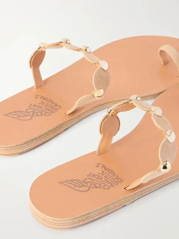 ANCIENT GREEK SANDALS Dirki Studded Leather Sandals - Metallic