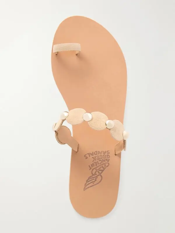 ANCIENT GREEK SANDALS Dirki Studded Leather Sandals - Metallic