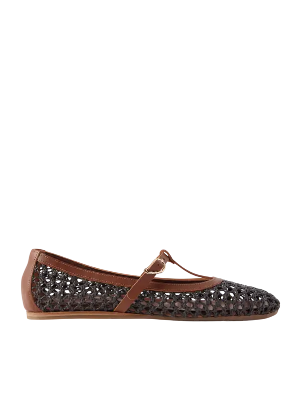 ANCIENT GREEK SANDALS Aerati Woven Raffia Ballet Flats - Brown