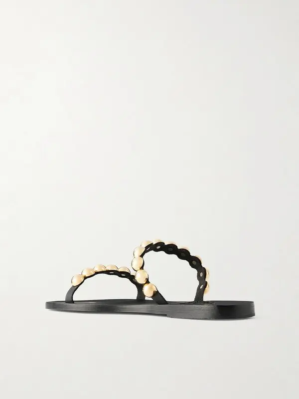 ANCIENT GREEK SANDALS Lambri Studded Leather Flats