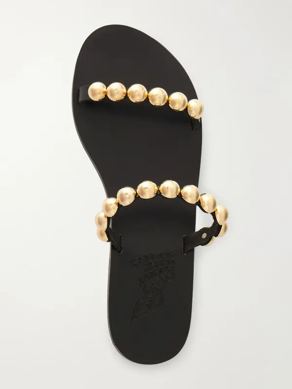 ANCIENT GREEK SANDALS Lambri Studded Leather Flats