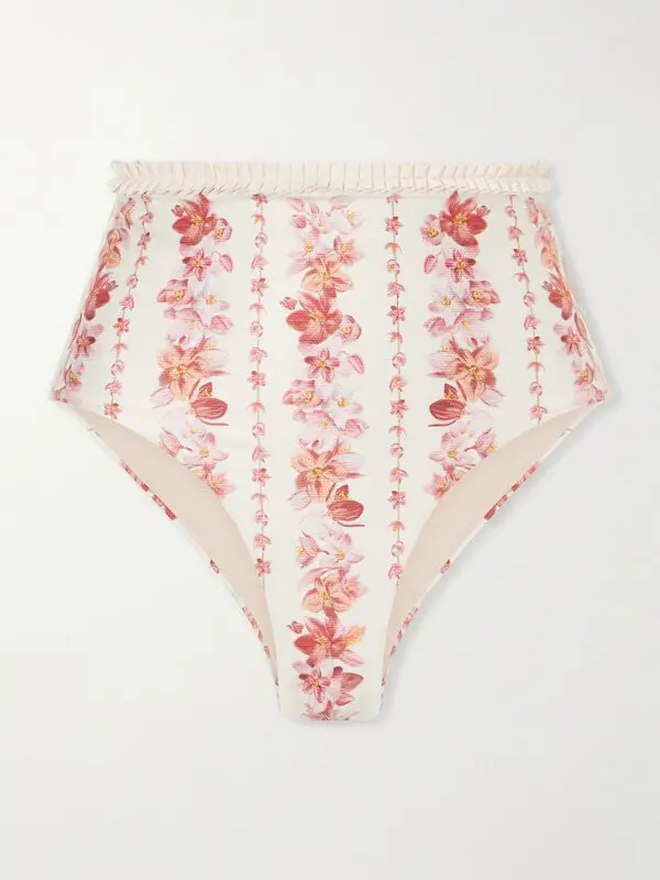 Agua Bendita Floral-printed Stretch Recycled Bikini Briefs - Pink