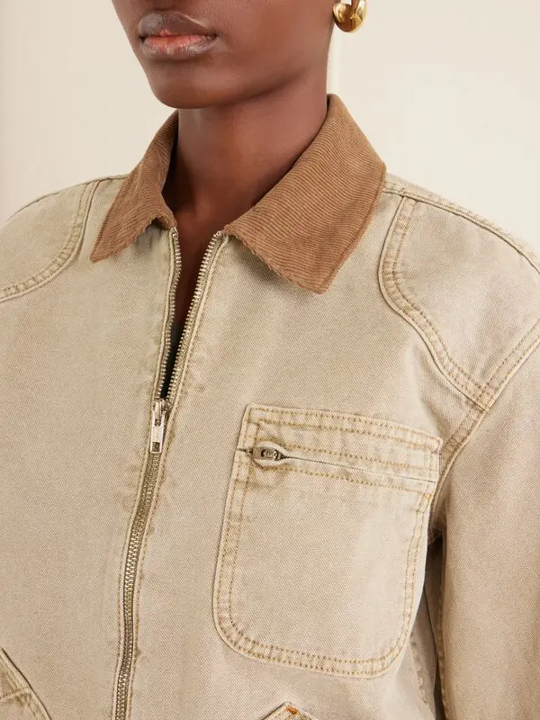 SLVRLAKE Harley Corduroy-trimmed Cotton-canvas Jacket - Green