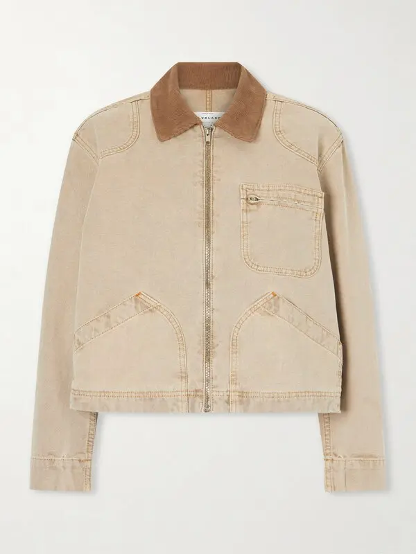 SLVRLAKE Harley Corduroy-trimmed Cotton-canvas Jacket - Neutrals