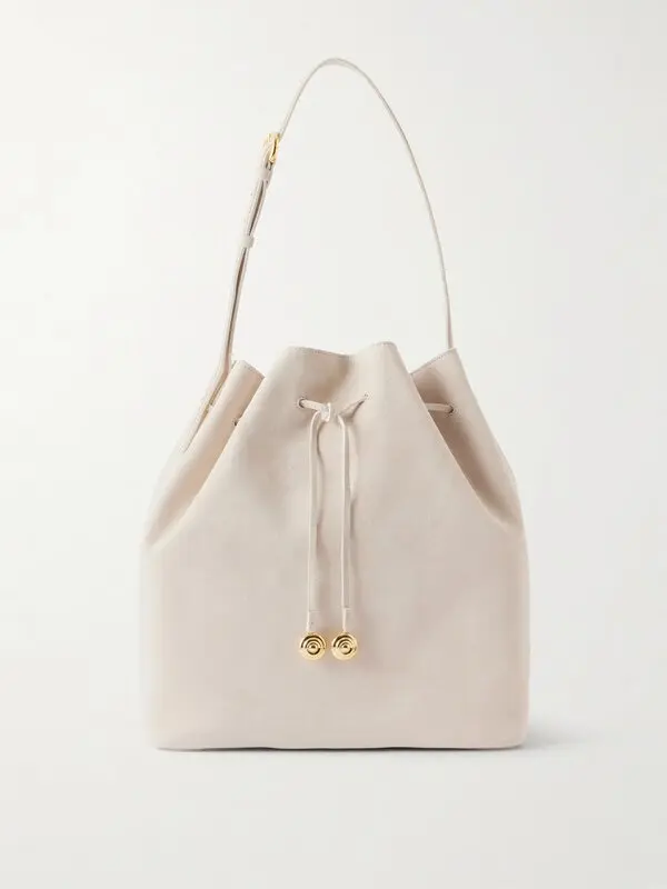 LIFFNER Charm Suede Drawstring Shoulder Bag - Neutrals