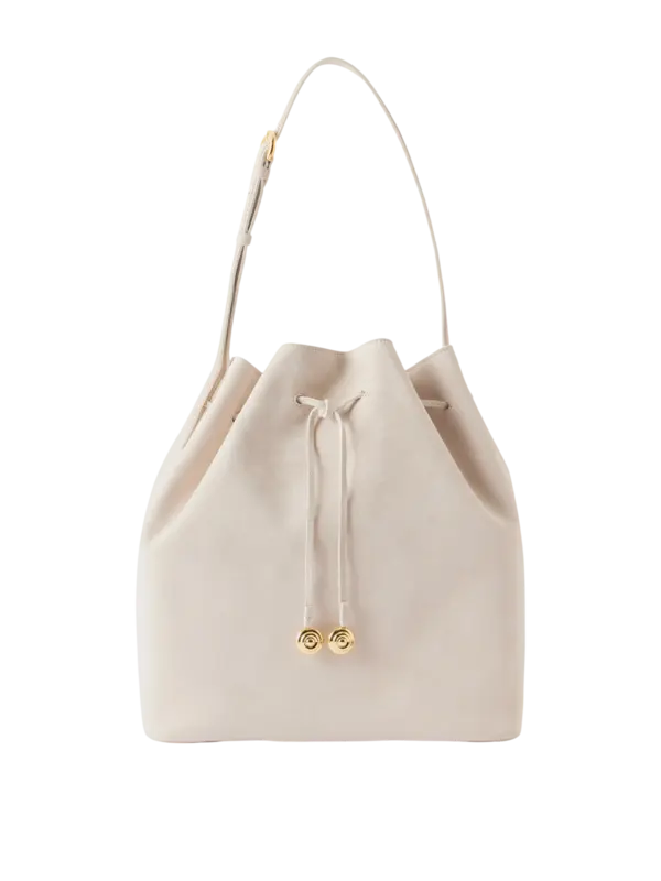 LIFFNER Charm Suede Drawstring Shoulder Bag - Neutrals