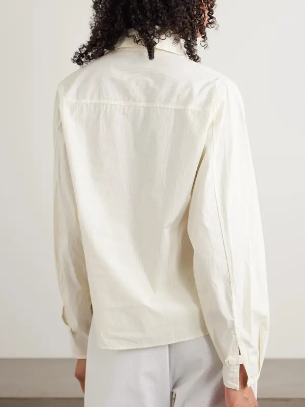 DEIJI STUDIOS Cami Paneled Pintucked Striped Organic Cotton-poplin