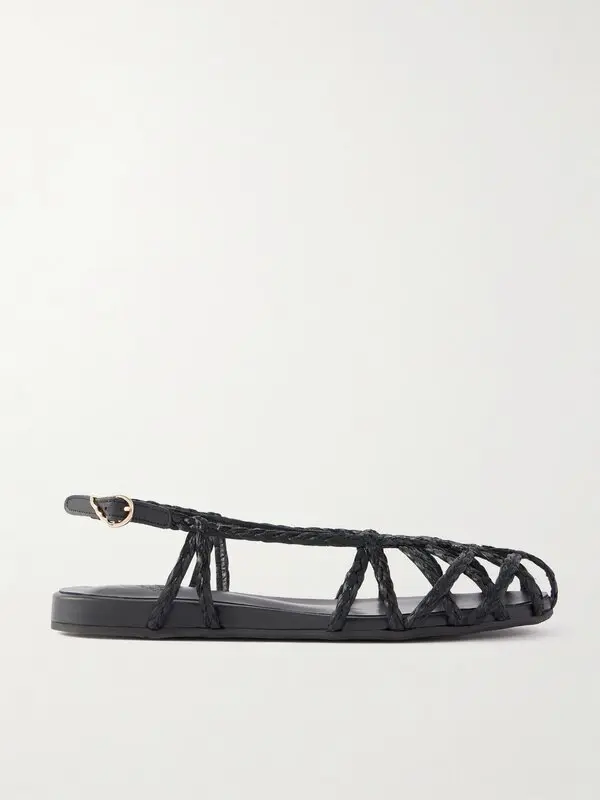 ANCIENT GREEK SANDALS Kardia Raffia Sandals - Black