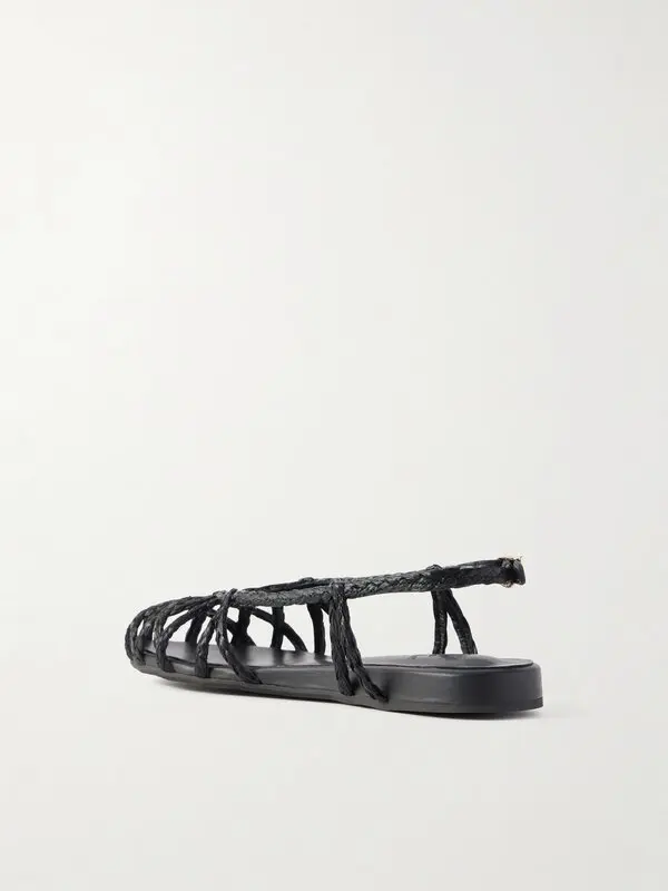 ANCIENT GREEK SANDALS Kardia Raffia Sandals - Black