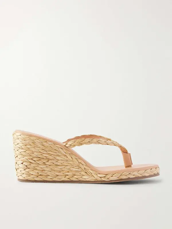 ANCIENT GREEK SANDALS Etheria Woven Raffia Wedge - Beige