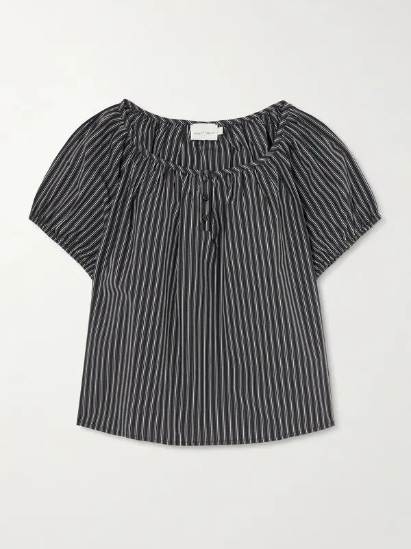 DEIJI STUDIOS Striped Organic Cotton-poplin Top