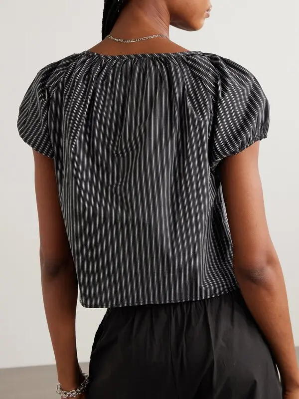 DEIJI STUDIOS Striped Organic Cotton-poplin Top