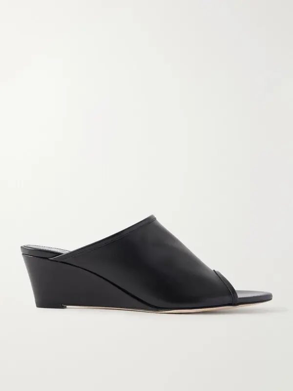 AeydĒ Suzanne Leather Wedge Sandals - Black
