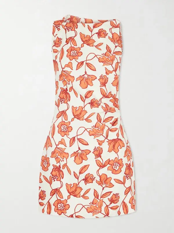 SIR. Chloe Floral-print Linen-blend Mini Dress - Orange