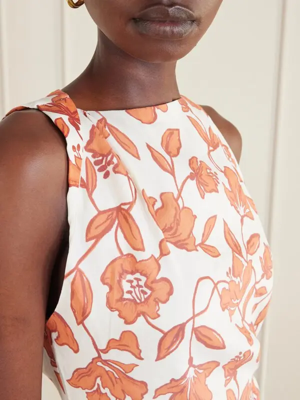 SIR. Chloe Floral-print Linen-blend Mini Dress - Orange