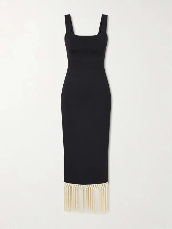 TALLER MARMO Fringed Jersey Coverup - Black