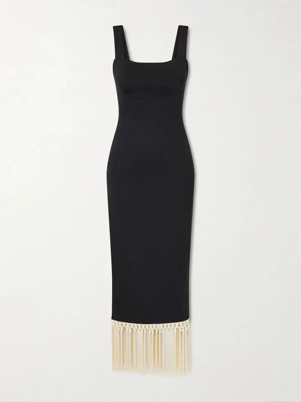TALLER MARMO Fringed Jersey Coverup - Black