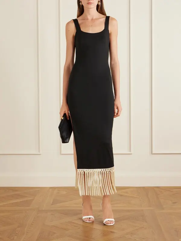 TALLER MARMO Lido Fringed Jersey Midi Dress