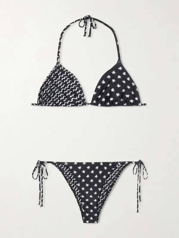 DONDE ESTEBAN Estrellitas Y Olas Recycled Triangle Bikini - Black