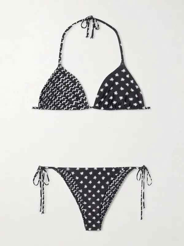 DONDE ESTEBAN Estrellitas Y Olas Recycled Triangle Bikini - Black