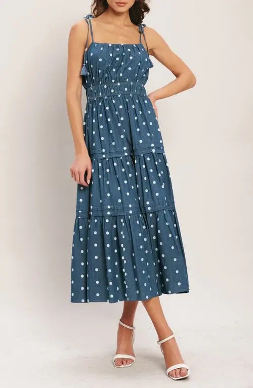 FLYING TOMATO Tie Strap Chambray Dress