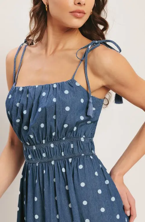 FLYING TOMATO Tie Strap Chambray Dress
