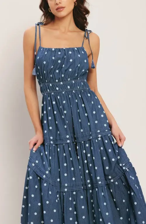 FLYING TOMATO Tie Strap Chambray Dress