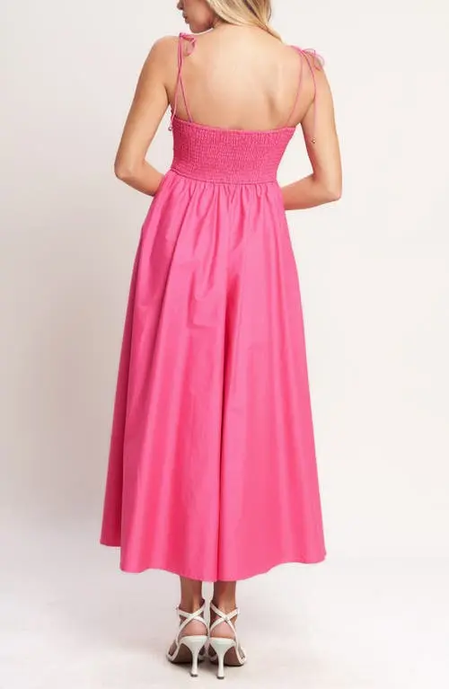 FLYING TOMATO Fit & Flare Cotton Midi Sundress - Fuchsia