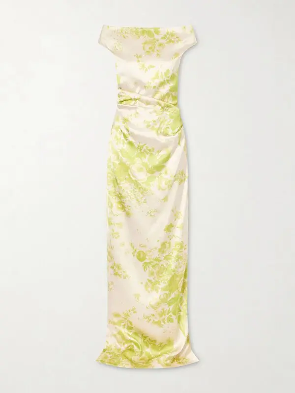 Erdem Off-the-shoulder Floral Gown - Green