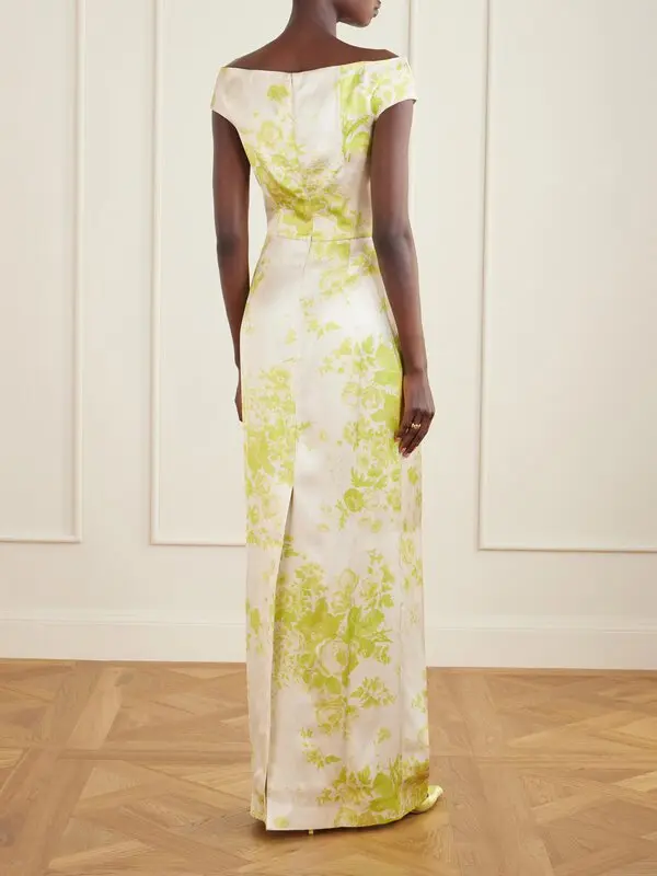 Erdem Off-the-shoulder Pleated Floral-print Gown