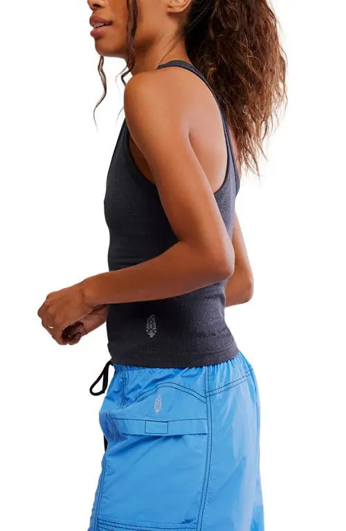 Free People Ribbed Racerback Tank - Black