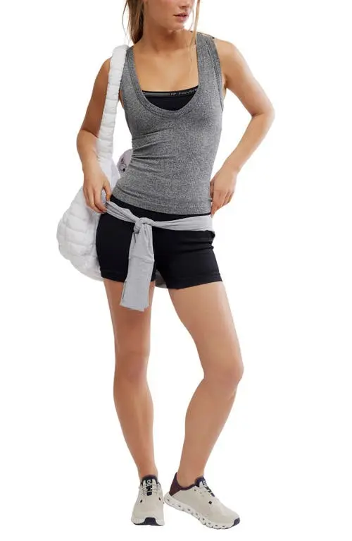 Free People Ribbed Racerback Tank - Heather Grey