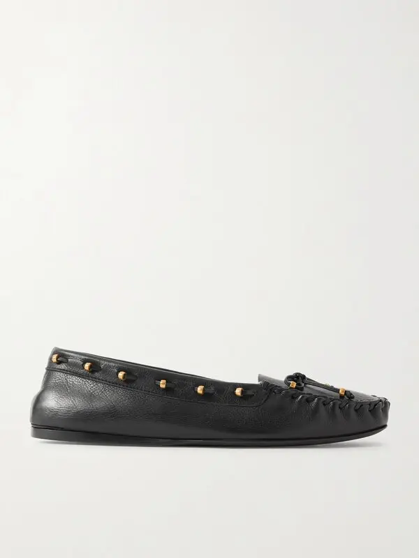 Khaite Milly Embellished Textured-leather Loafers - Black