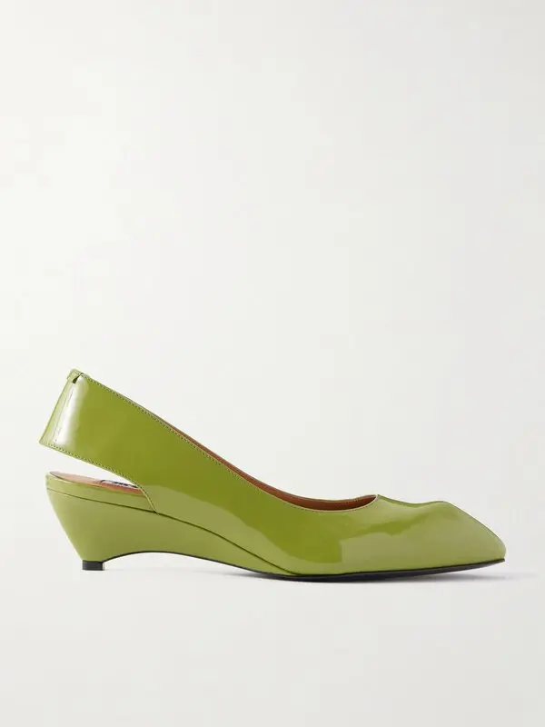JIL SANDER Slingback Leather Pumps - Green