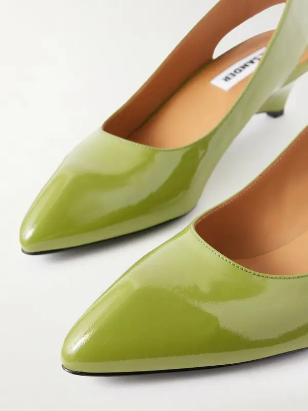 JIL SANDER Slingback Leather Pumps - Green
